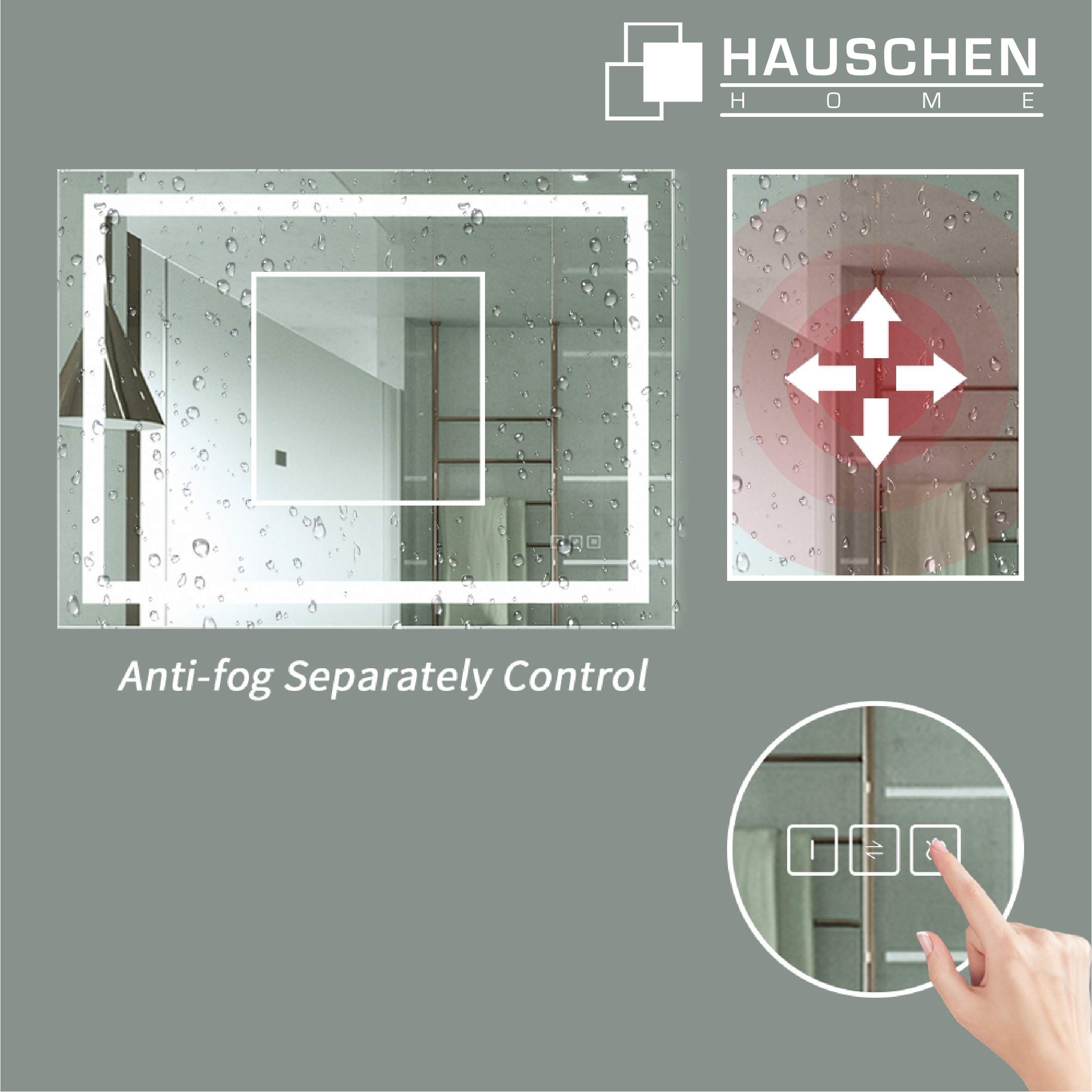 40x32 inch Dimmable LED Lighted Bathroom Mirror Rectangle-Hauschen Home ...