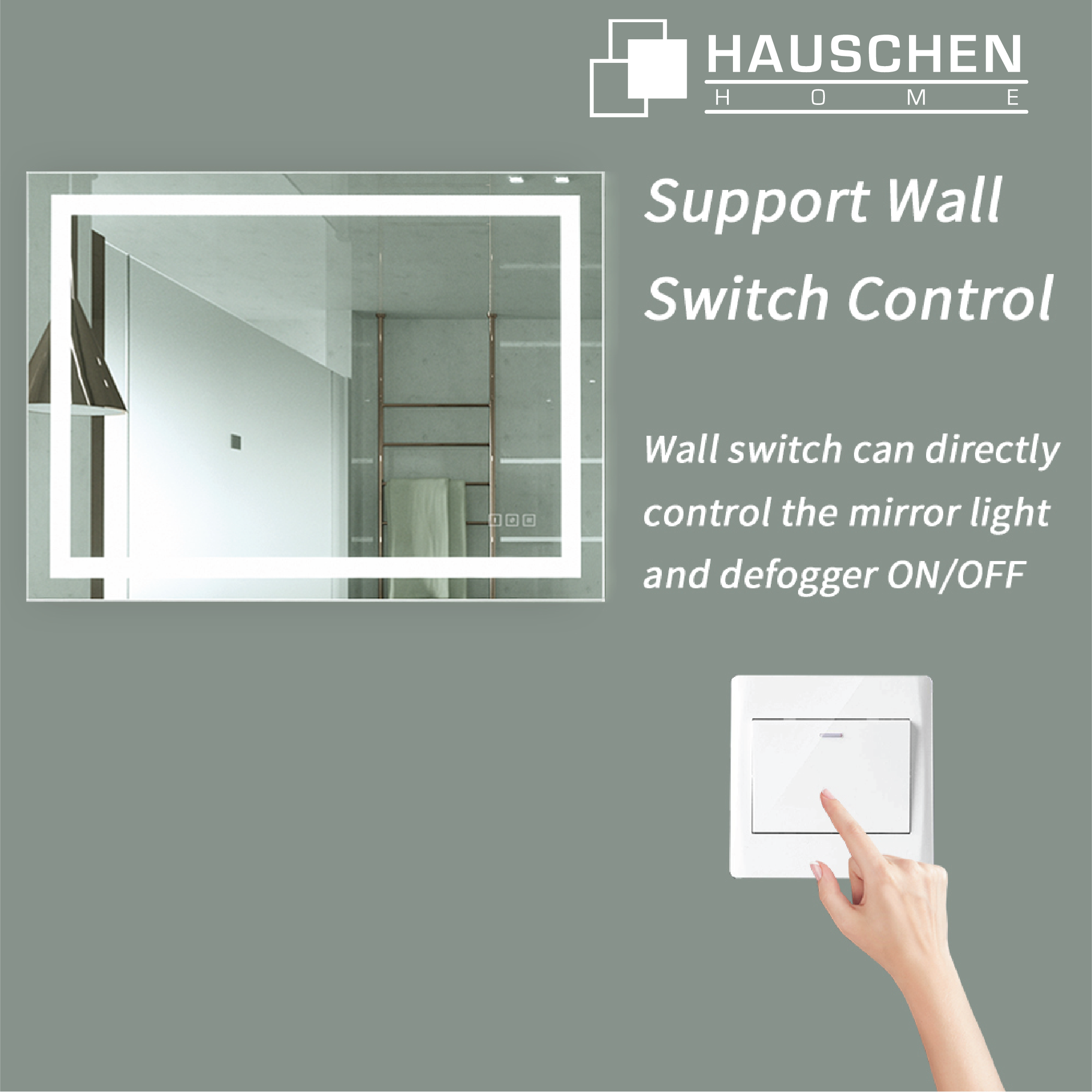 40x32 inch Dimmable LED Lighted Bathroom Mirror Rectangle-Hauschen Home ...
