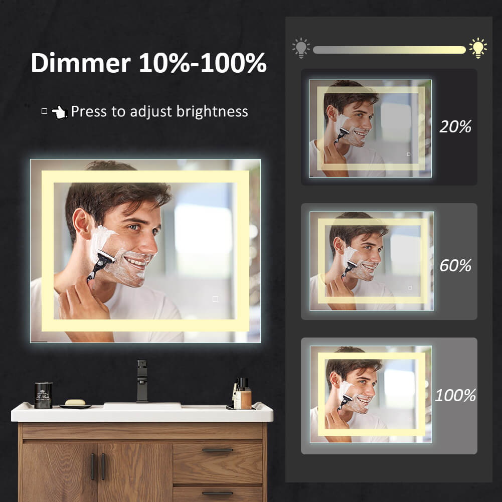 40x32 inch Dimmable LED Lighted Bathroom Mirror Rectangle-Hauschen Home ...