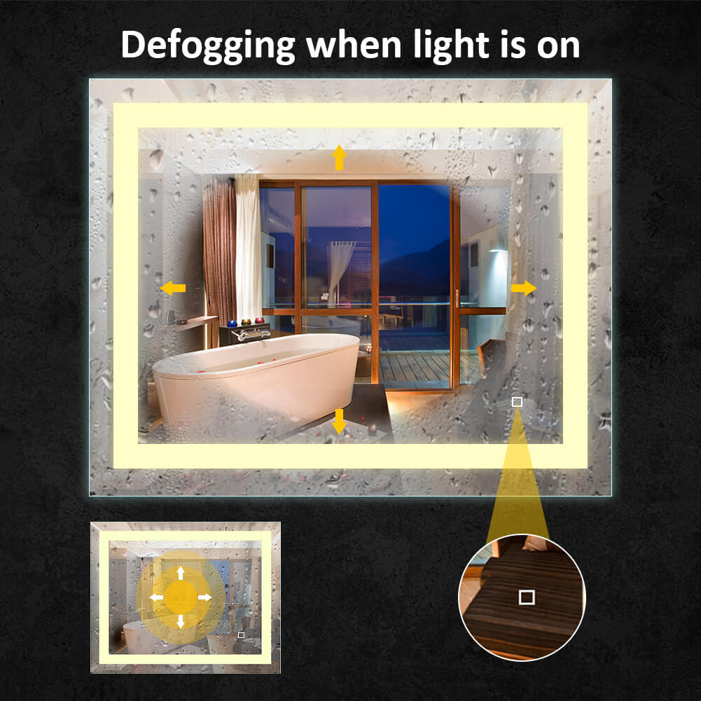 40x32 inch Dimmable LED Lighted Bathroom Mirror Rectangle-Hauschen Home ...